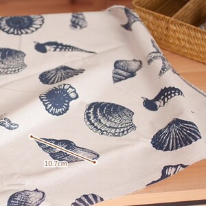 Cotton Linen Blended Fabric, Shell, Conch, Starfish, Sea Star, Sea ...