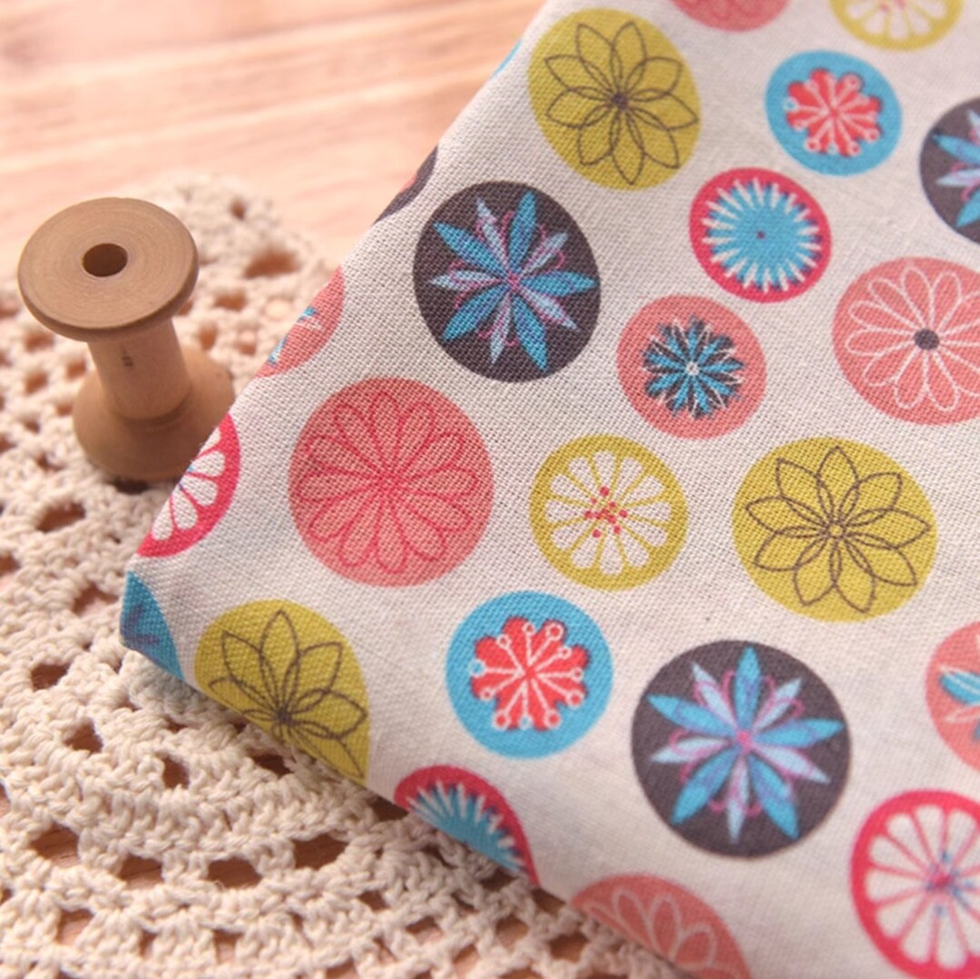 Cotton Linen Blend Fabric, Sewing, DIY, Vintage Style, Craft, Flower ...