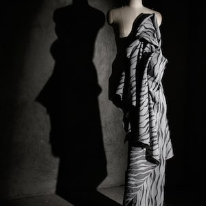 Dacron Fabric, Vintage Style, Zebra Print, Fashion Design, Black and ...