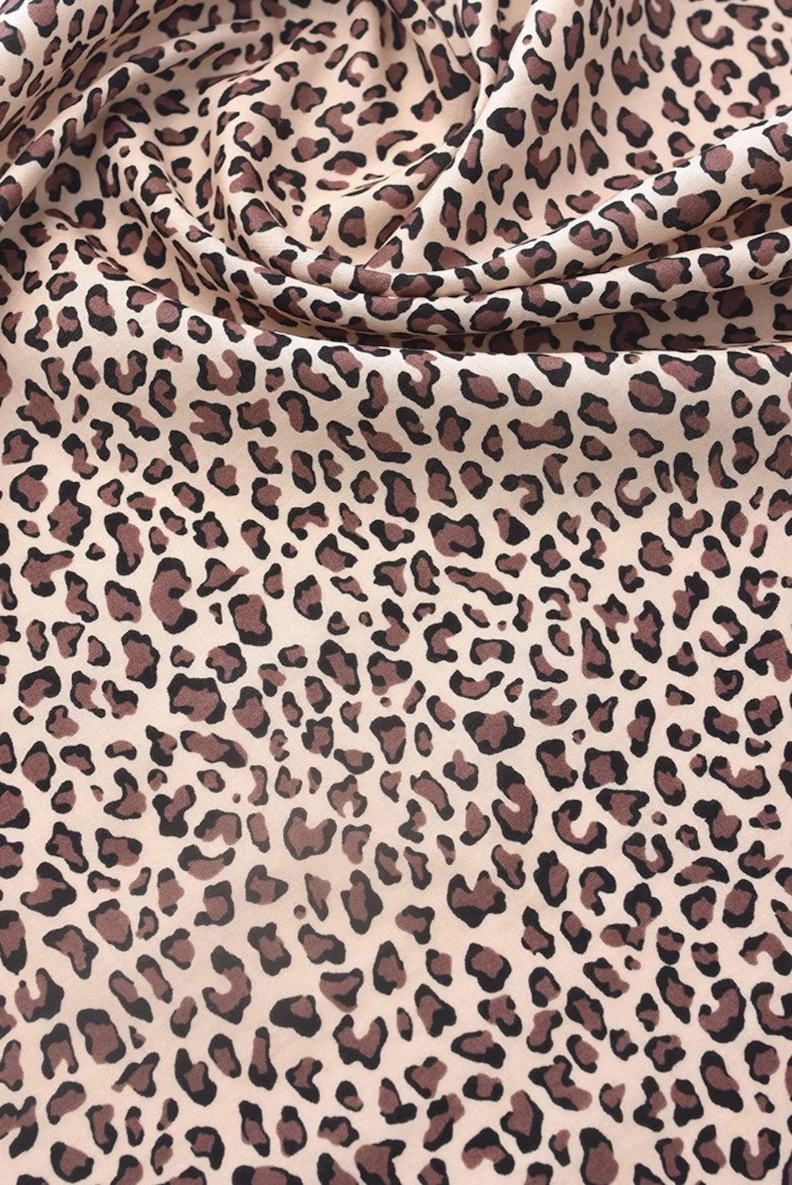 Cotton Fabric, Leopard Print, Black, Coffee, Brown, Sewing, for Fashion ...