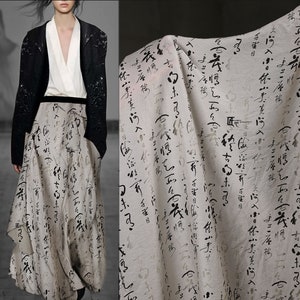 Lyocell, Flax Blended Fabric, Vintage Style, Chinese Calligraphy ...
