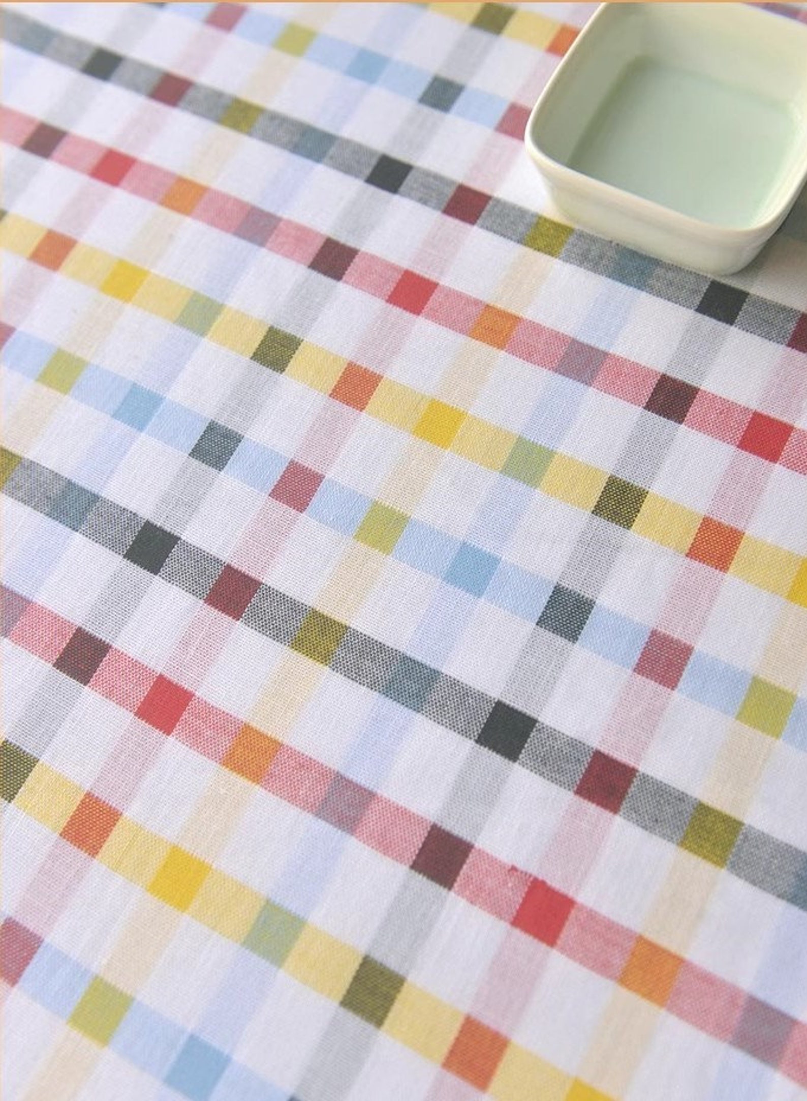 Cotton Fabric, Gingham, Multi-color, Grid, Colorful, Sewing, Vintage ...