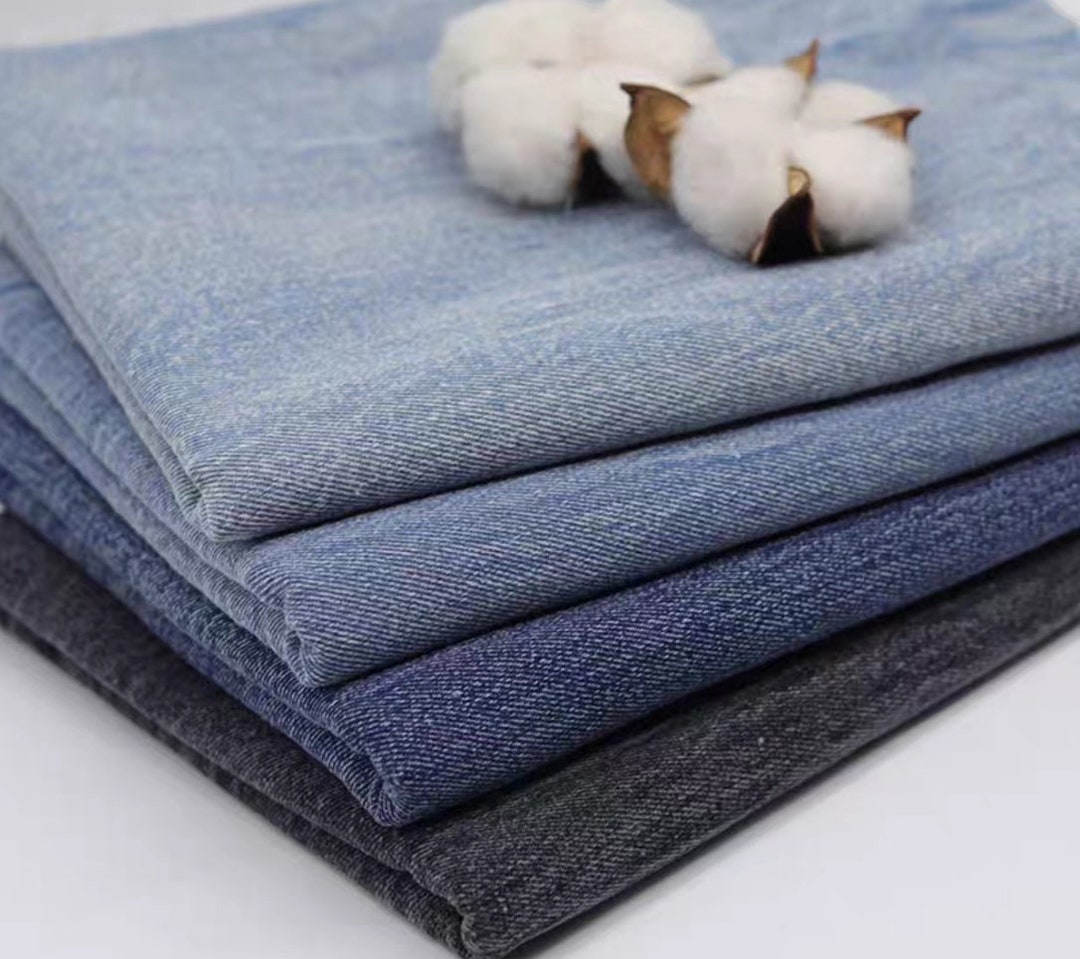 Hand Rubbed White Washed Denim Fabric, Stonewashed Softened Pre-washed ...