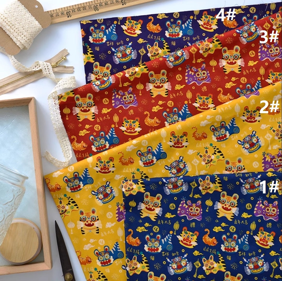 Cotton Fabric, Tiger, Cartoon, Chinese Style, Traditional Culture ...