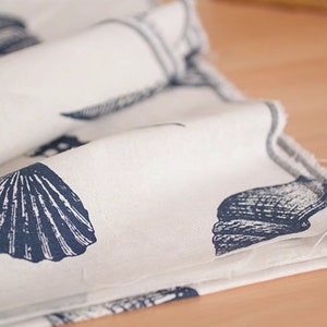 Cotton Linen Blended Fabric, Shell, Conch, Starfish, Sea Star, Sea ...