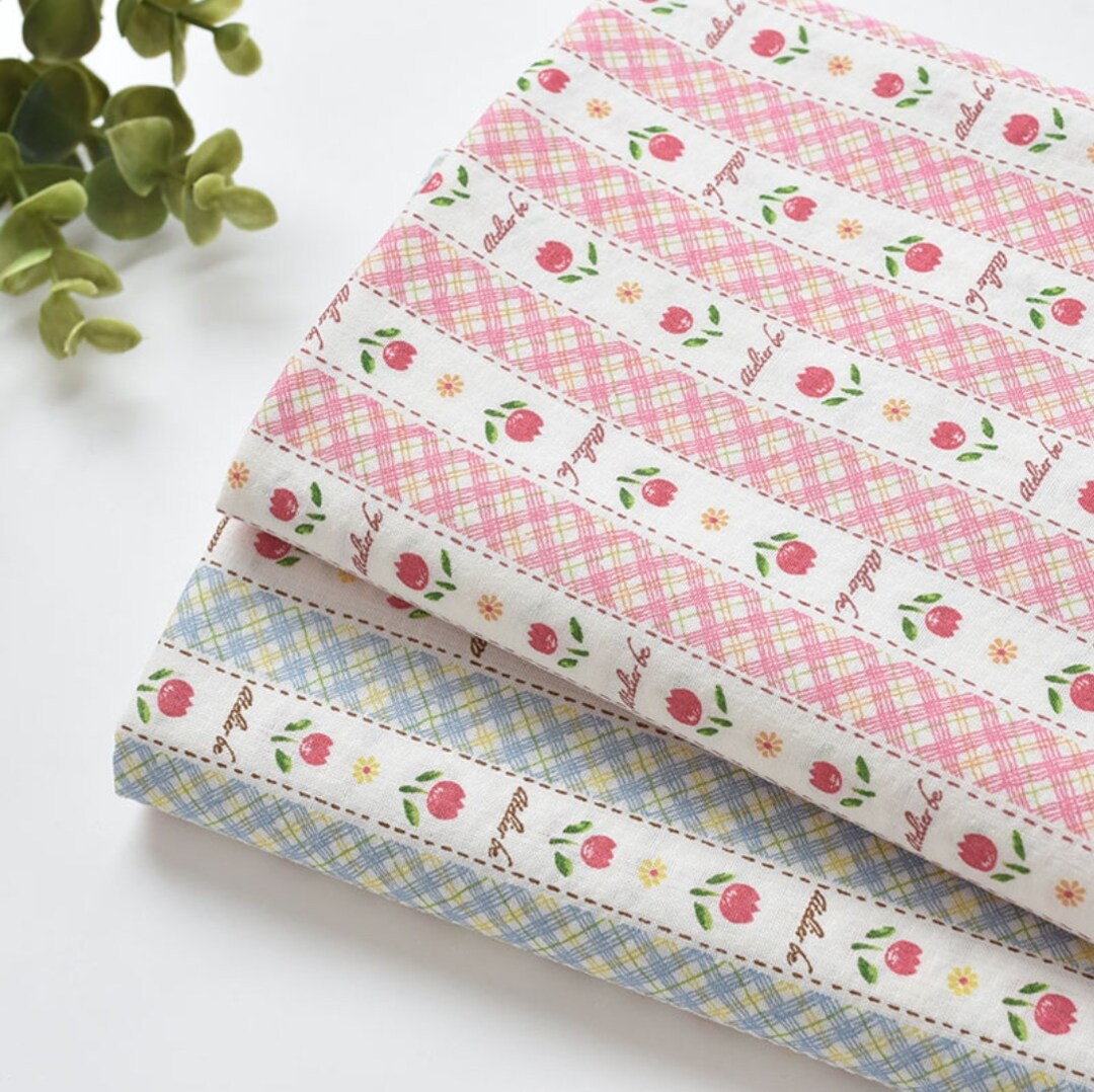 Cotton Fabric, Gingham, Grid, Classic, Tulip, Flower, Flora, Floral ...