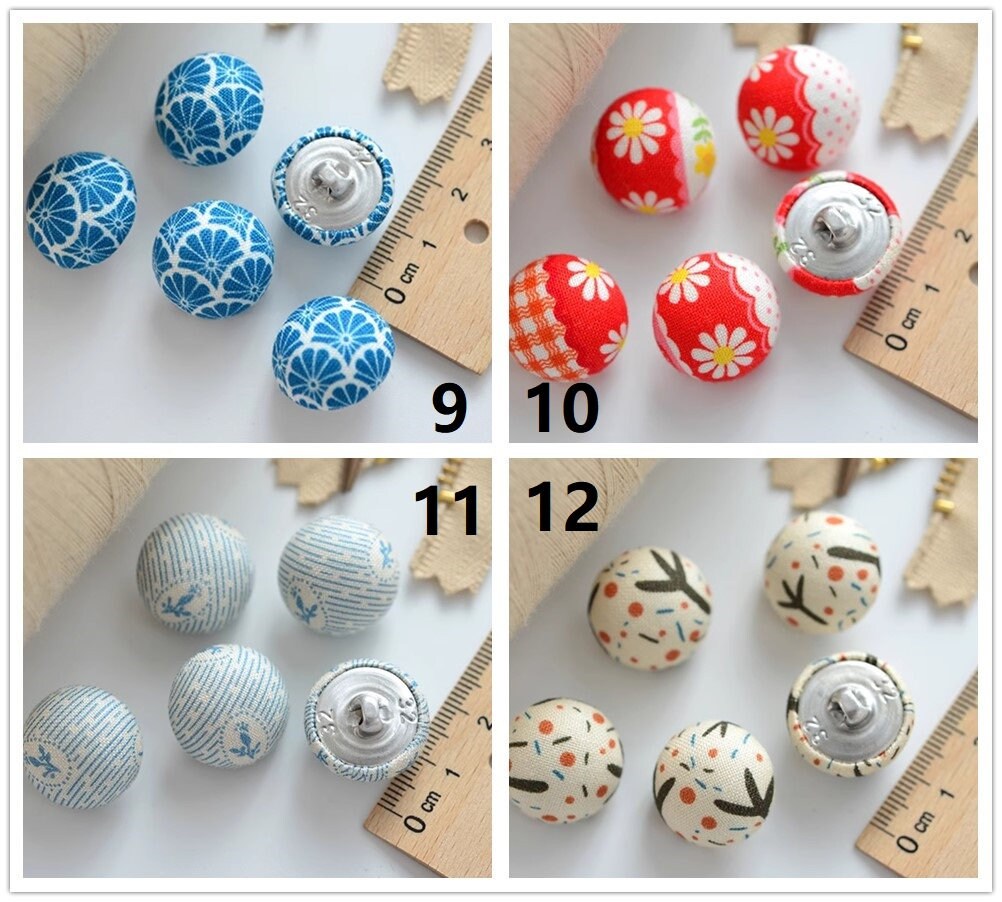 Set of 5, Round 20mm Button, Fabrics Cover, Cotton Linen, Kinds of ...