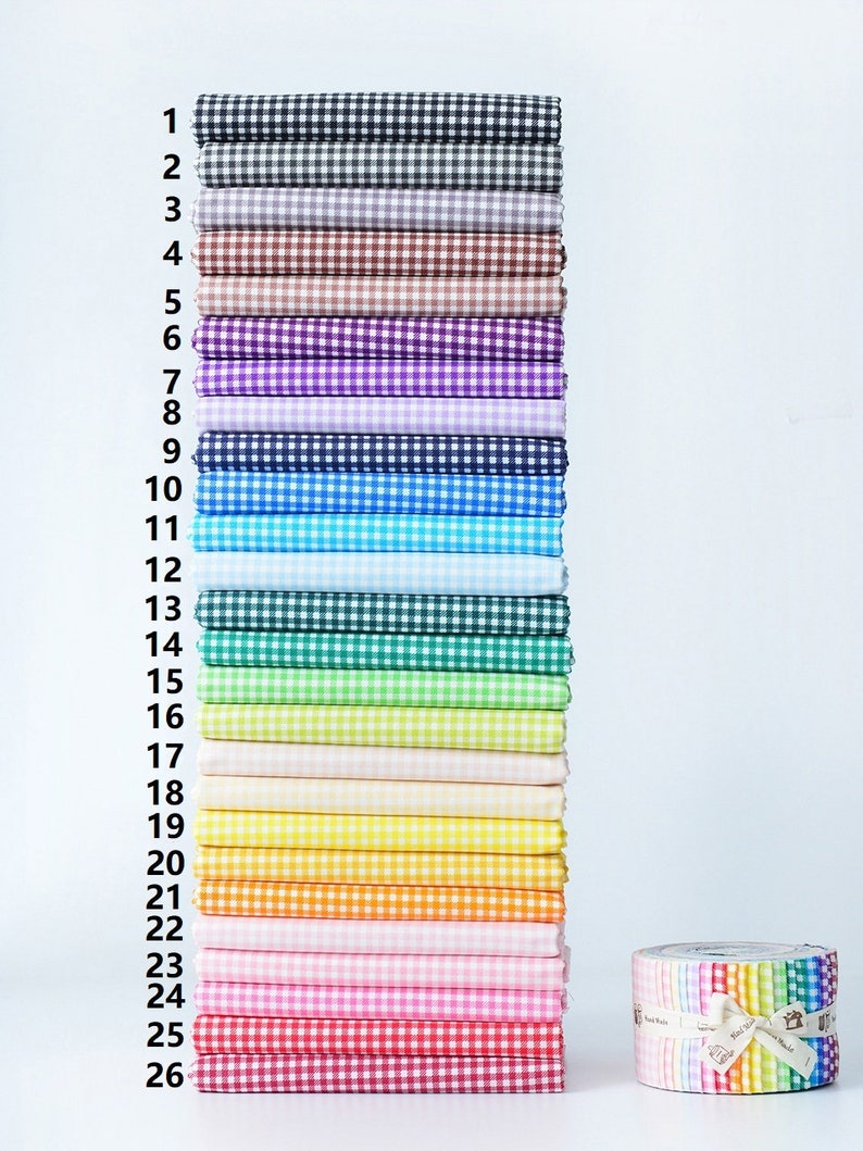 Cotton Fabric, Gingham, Grid, Classic, Fashion Design, Multi-color ...