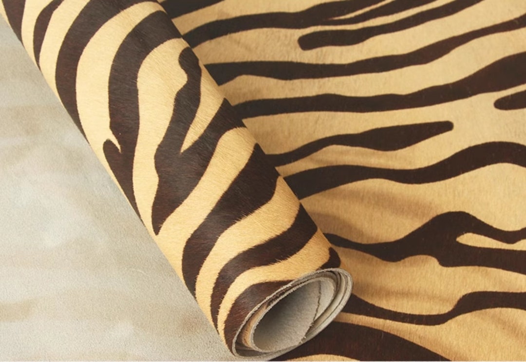 Tiger Hair on Hide Print Leather, 29" X 53" calfskin Leather, Suede ...
