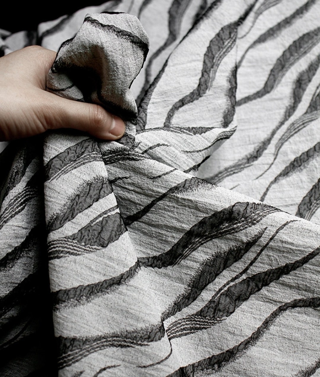 Dacron Fabric, Vintage Style, Zebra Print, Fashion Design, Black and ...