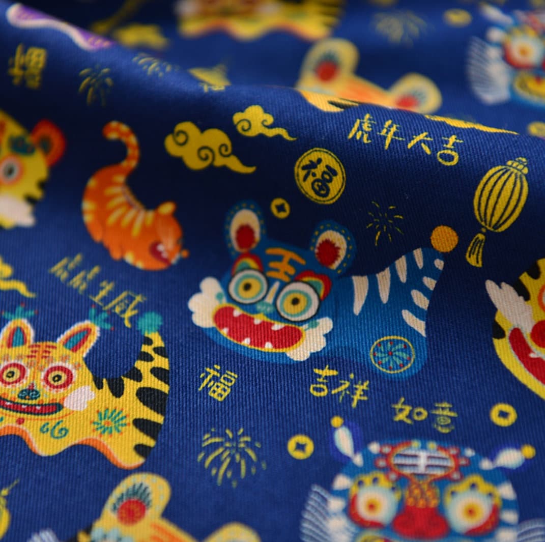Cotton Fabric, Tiger, Cartoon, Chinese Style, Traditional Culture ...