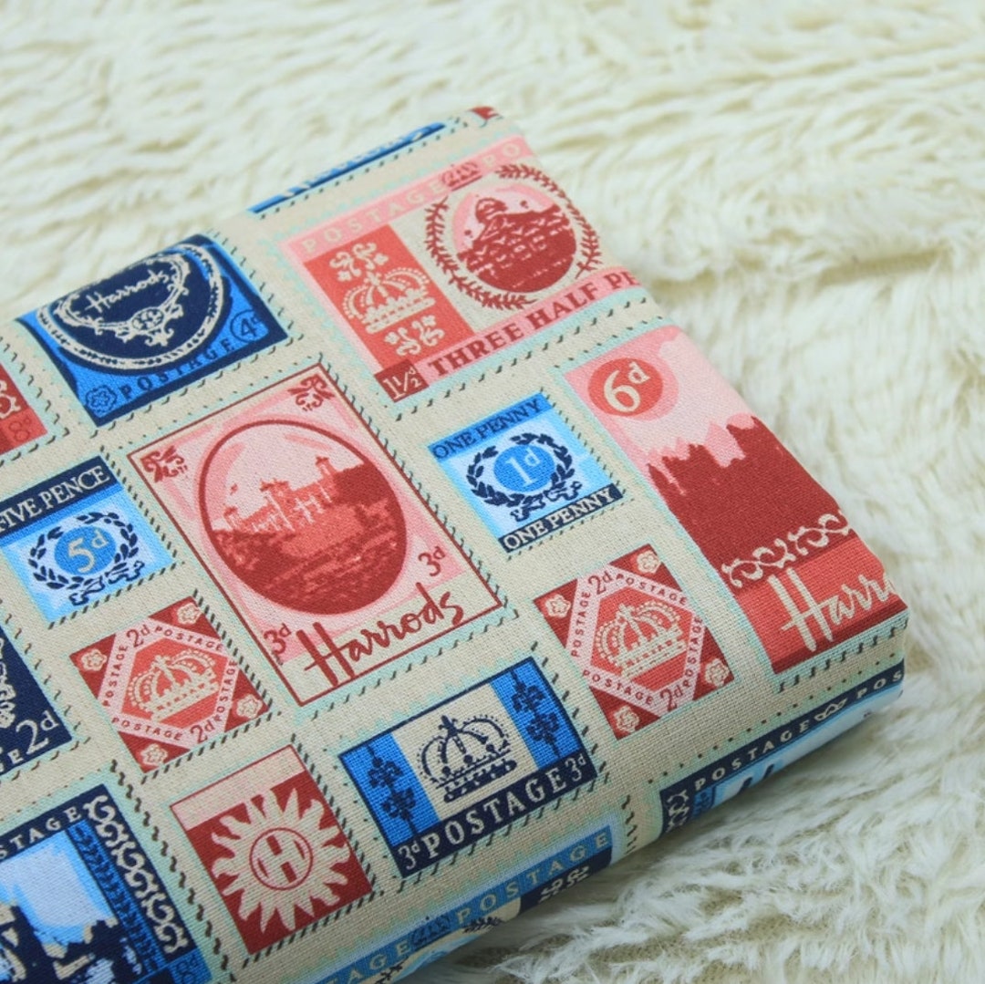 Stamps Fabric, Cotton Fabric, Postage Stamps, British Stamps, Fashion ...