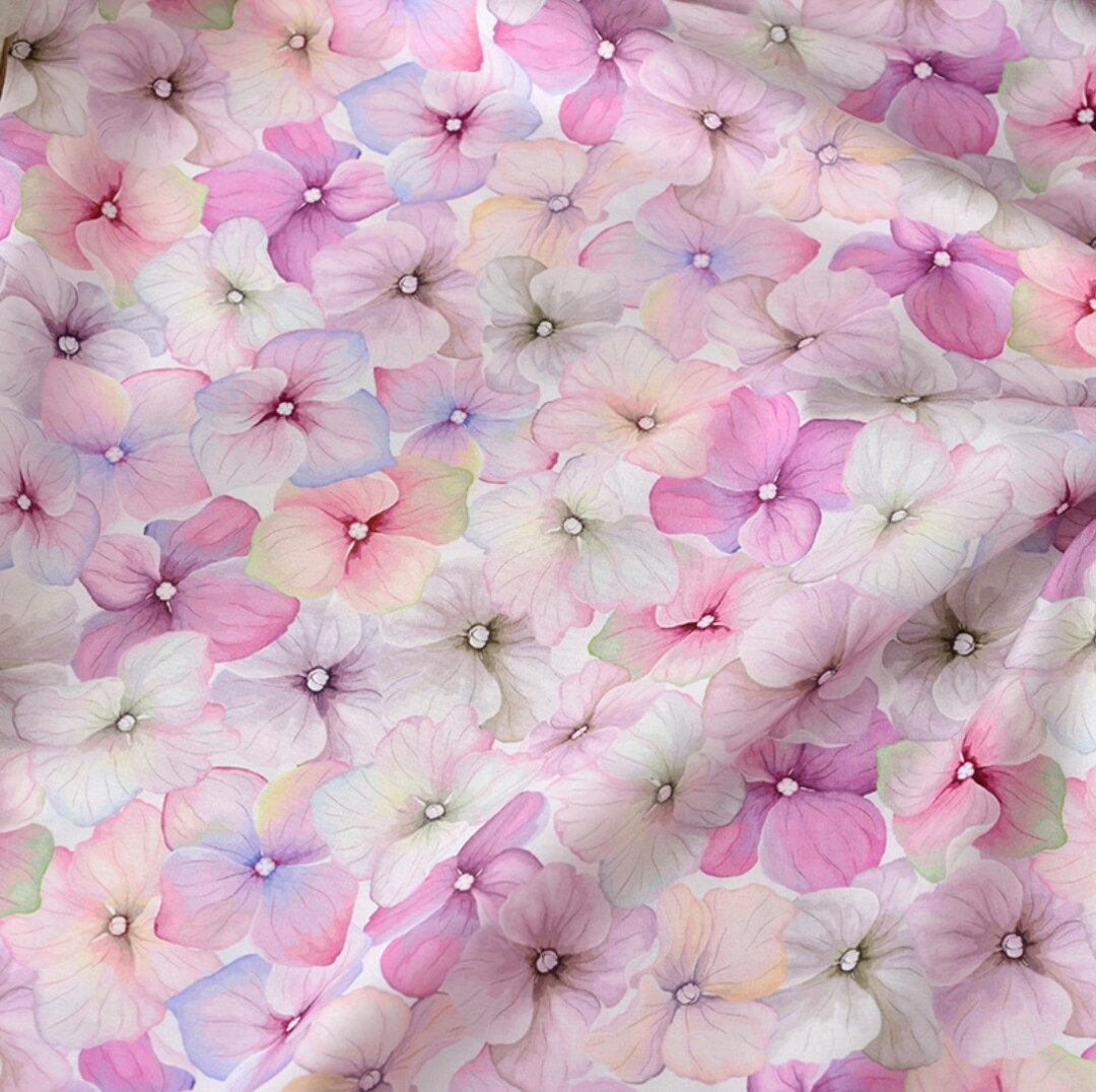 Cotton Fabric, A Sea of Flowers, Summer, Flower, Floral, Purple, Bloom ...