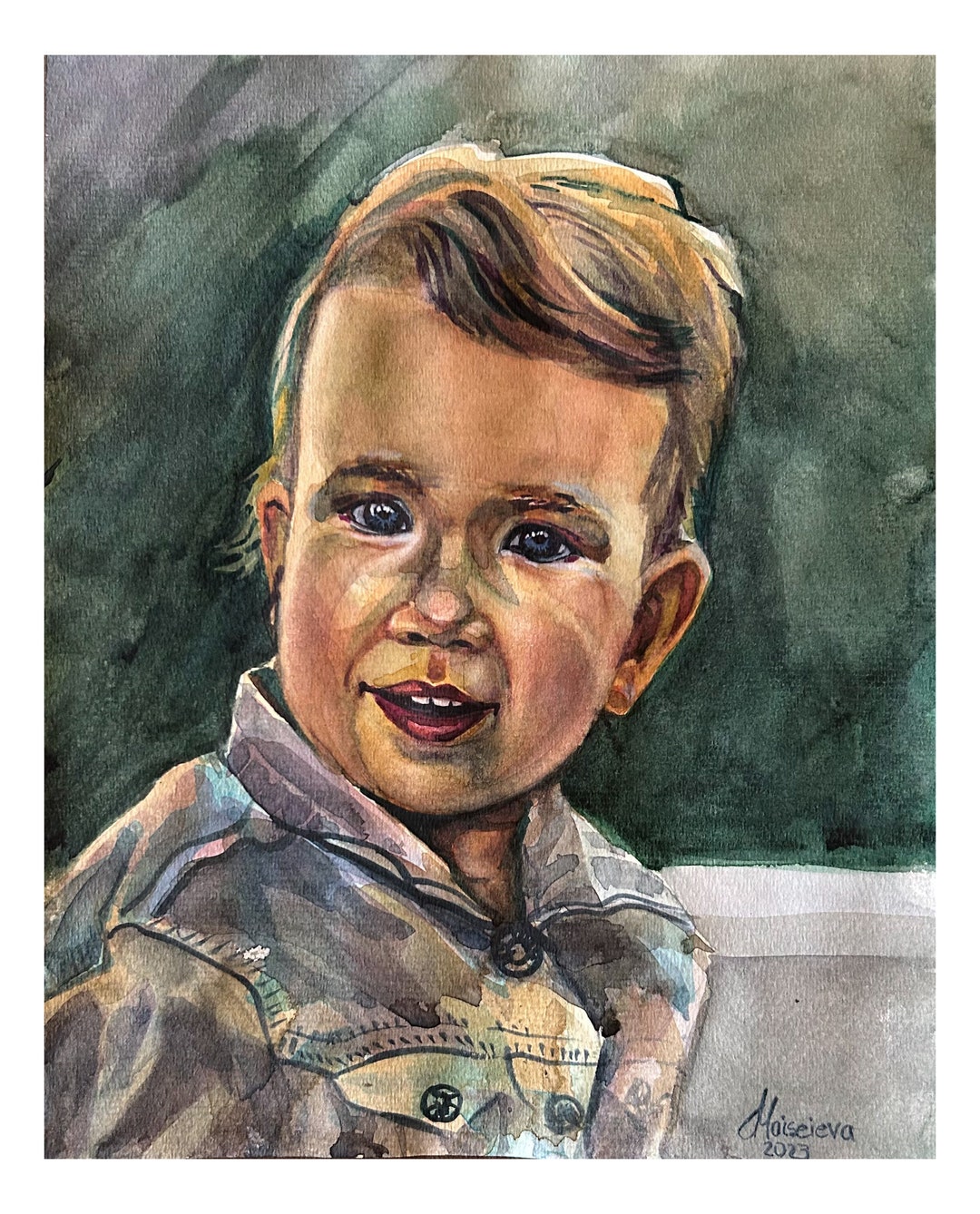 Custom Watercolor Child Portrait: Hand-painted Art Gift - Etsy