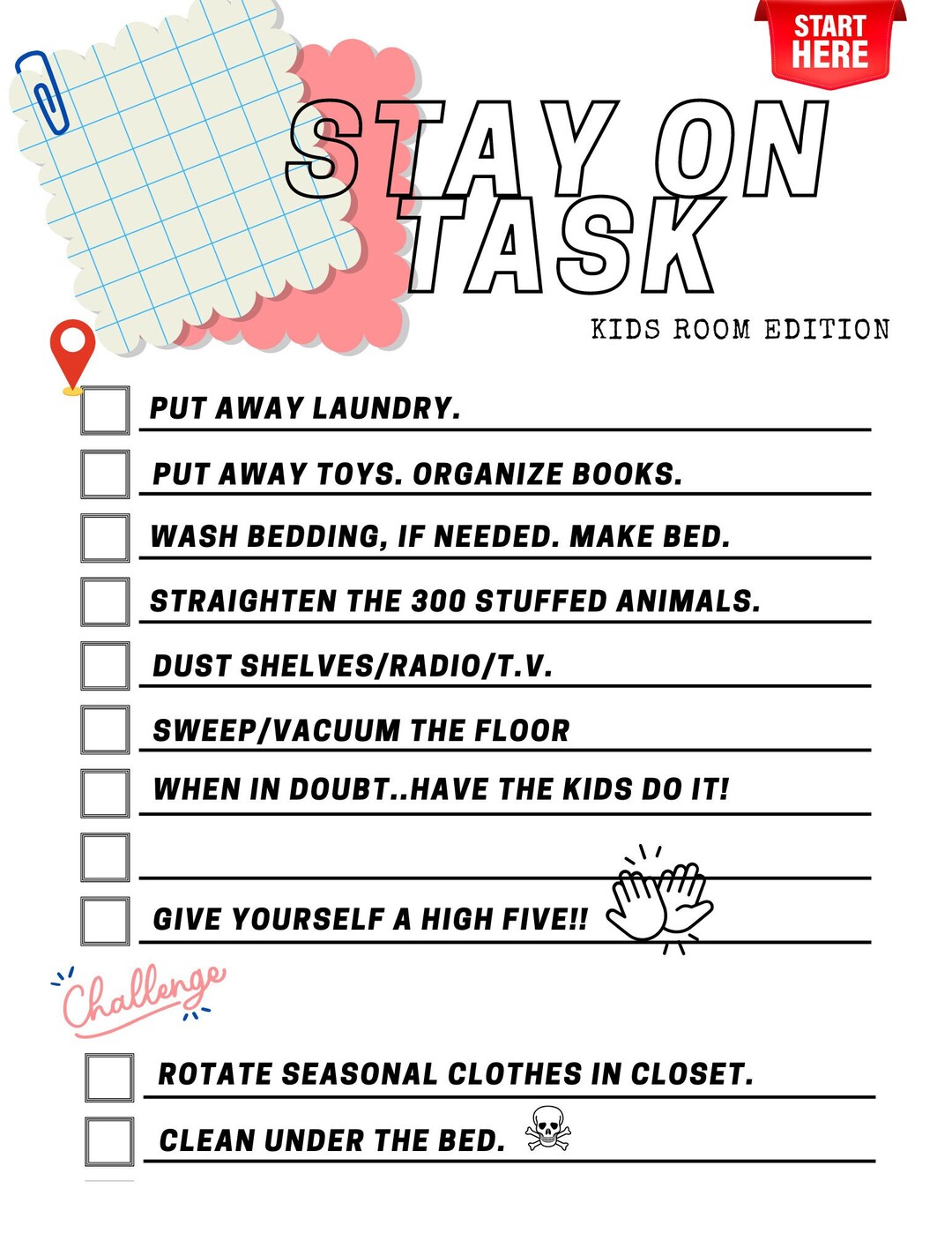 Stay on Task - Kids Room Edition - Etsy