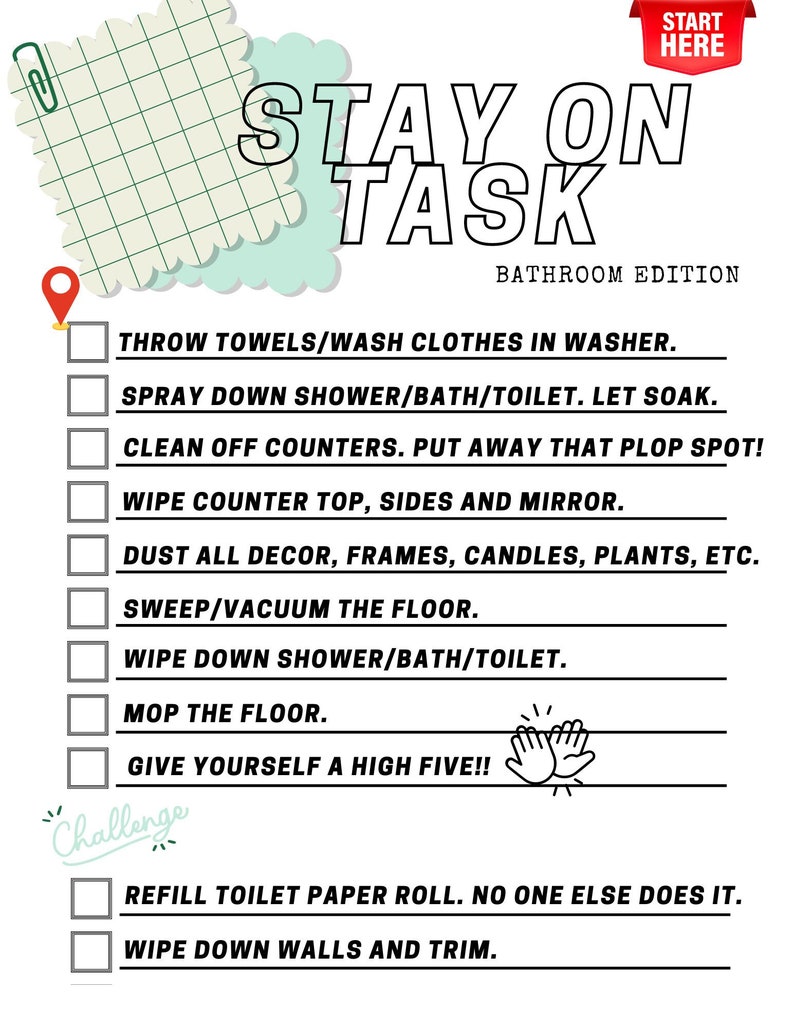 Stay on Task - Bathroom Edition - Etsy
