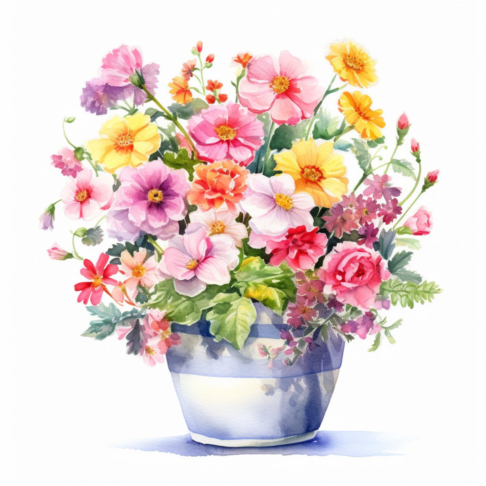 Spring Planters Clipart, 10 PNG Pack, Digital Download, Watercolor ...
