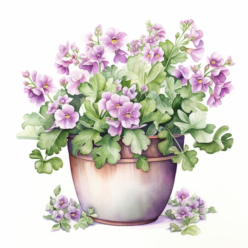 Spring Planters Clipart, 10 PNG Pack, Digital Download, Watercolor ...