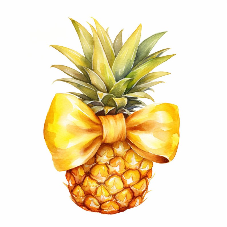 Pineapple Clipart, 10 PNG Pack, Digital Download, Watercolor Clipart ...