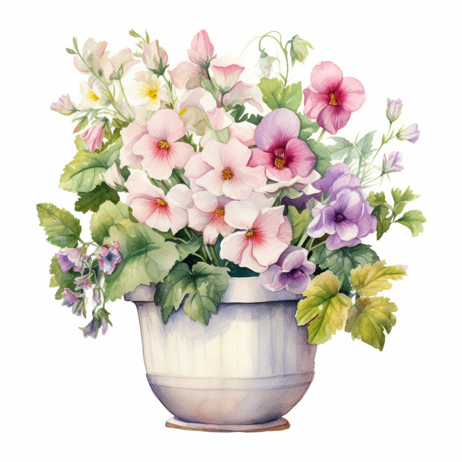 Spring Planters Clipart, 10 PNG Pack, Digital Download, Watercolor ...