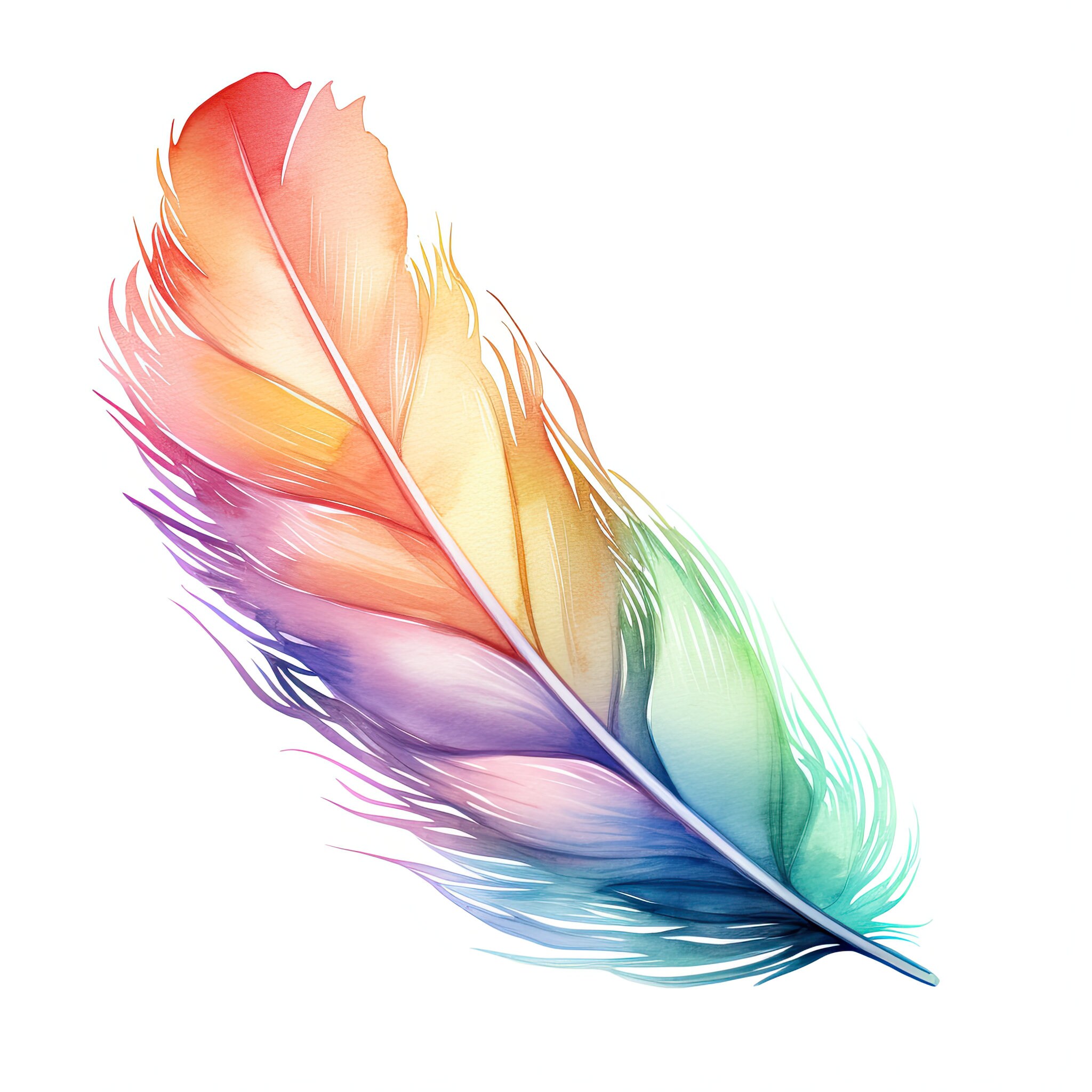 Feather , 10 PNG Pack, Digital Download, Watercolor Clipart ...