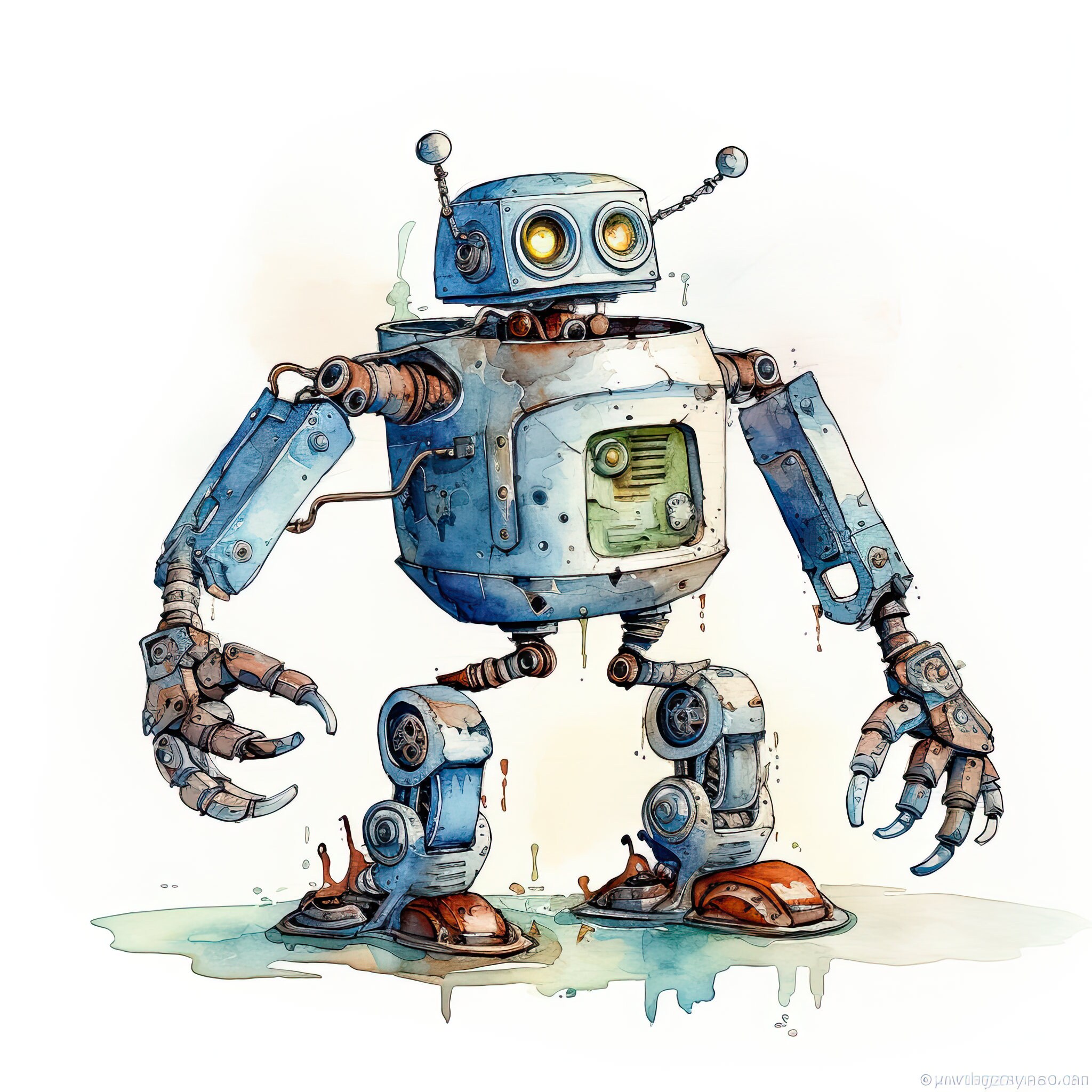 Robot 10 PNG Pack, Digital Download, Watercolor Clipart, Sublimation ...