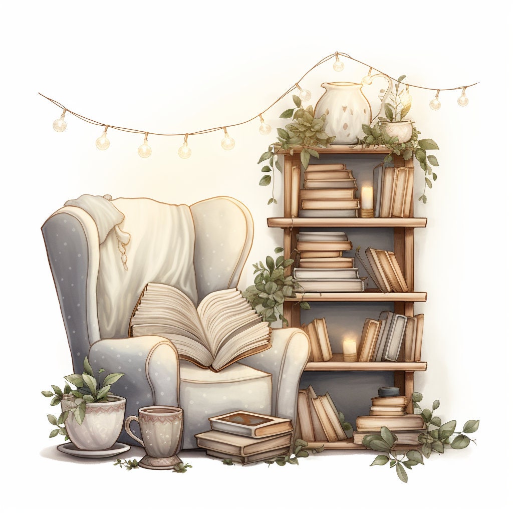 Cottagecore Books Clipart, 10 PNG Pack, Digital Download, Watercolor ...