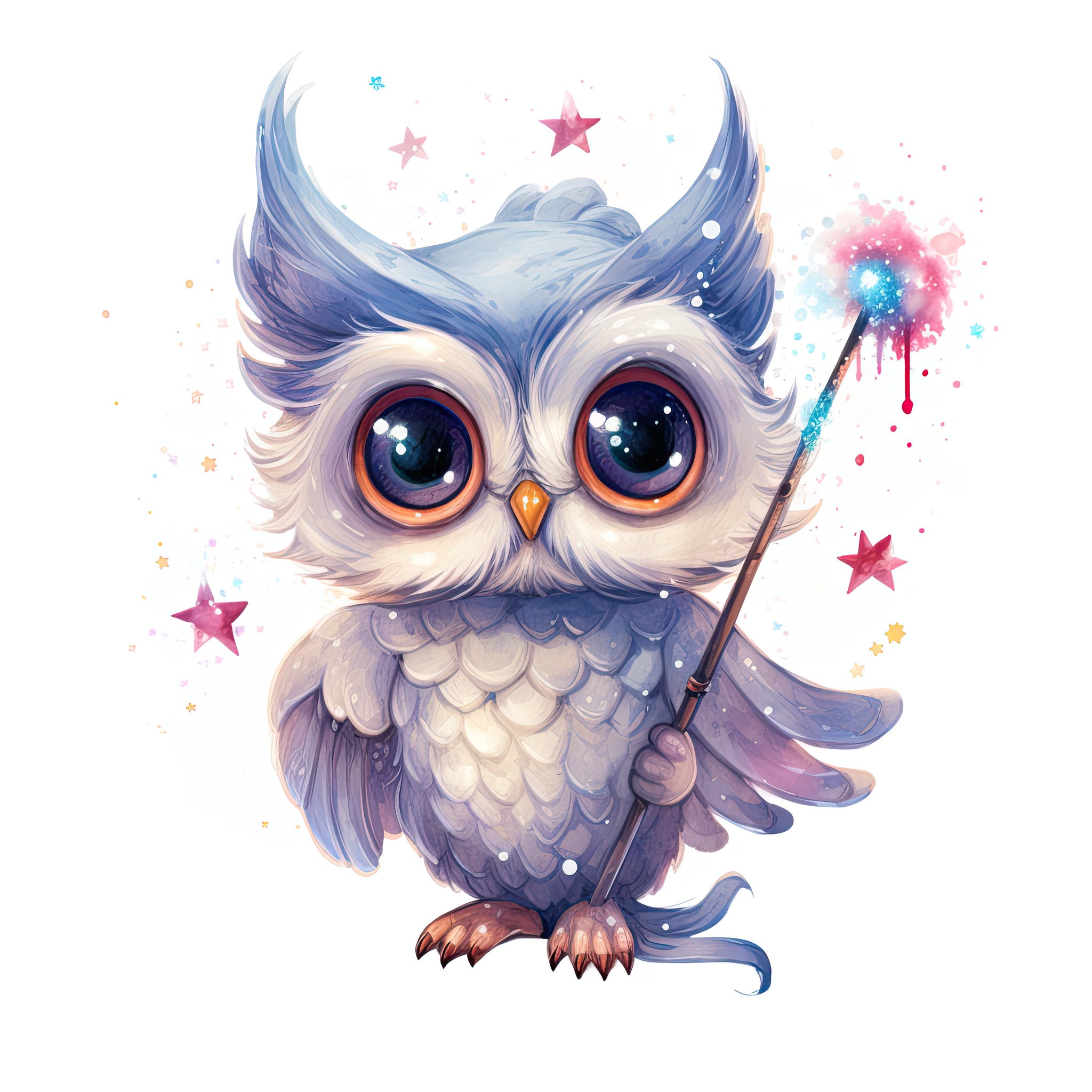Magic Owl , 10 PNG Pack, Digital Download, Watercolor Clipart ...