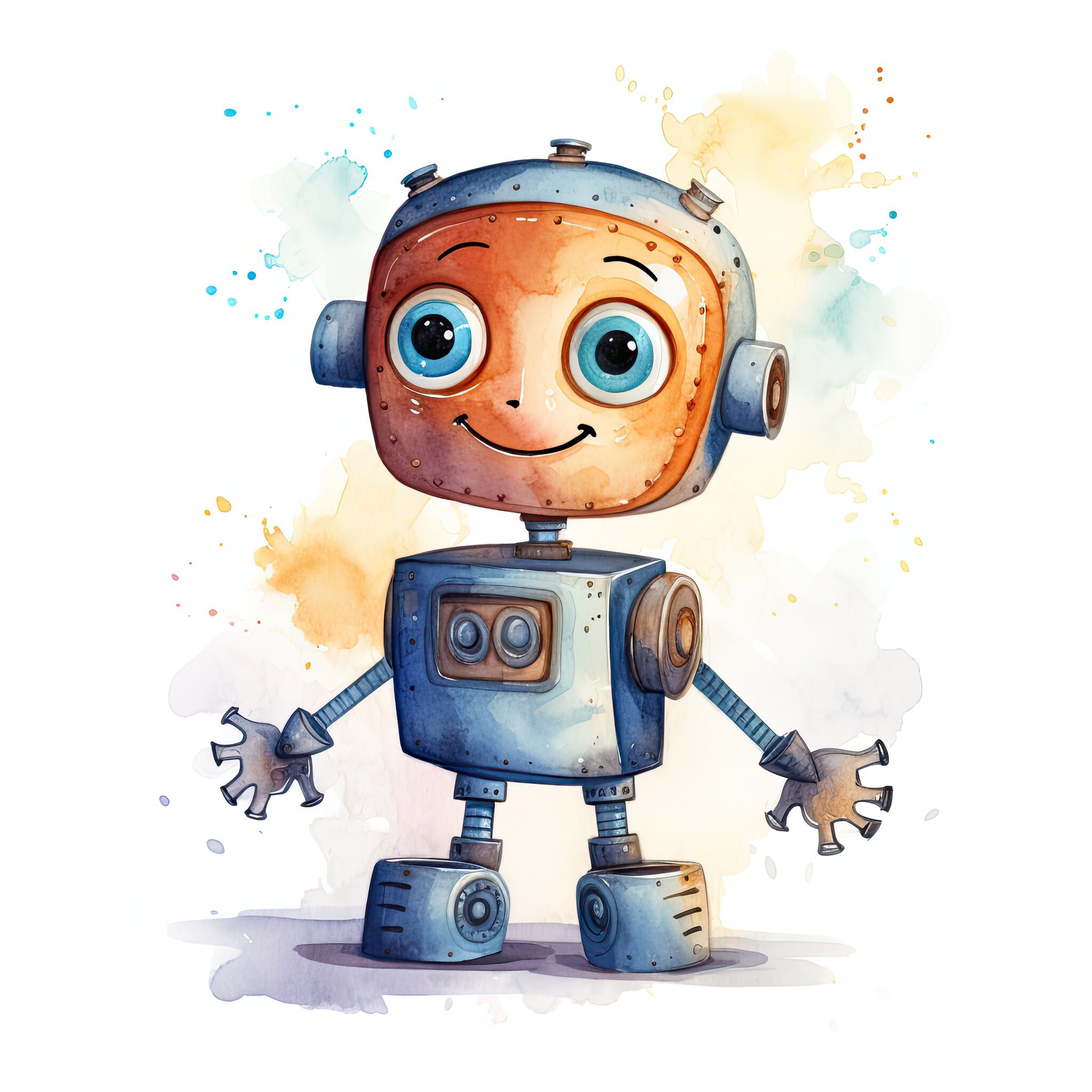 Robot 10 PNG Pack, Digital Download, Watercolor Clipart, Sublimation ...