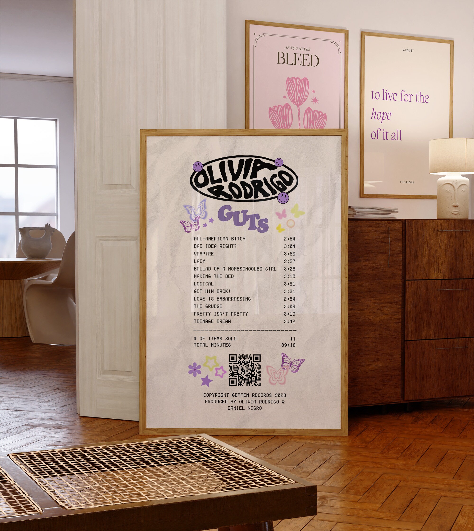 Olivia Rodrigo Guts Tracklist Poster sold by serag basel™ | SKU 4460278 ...