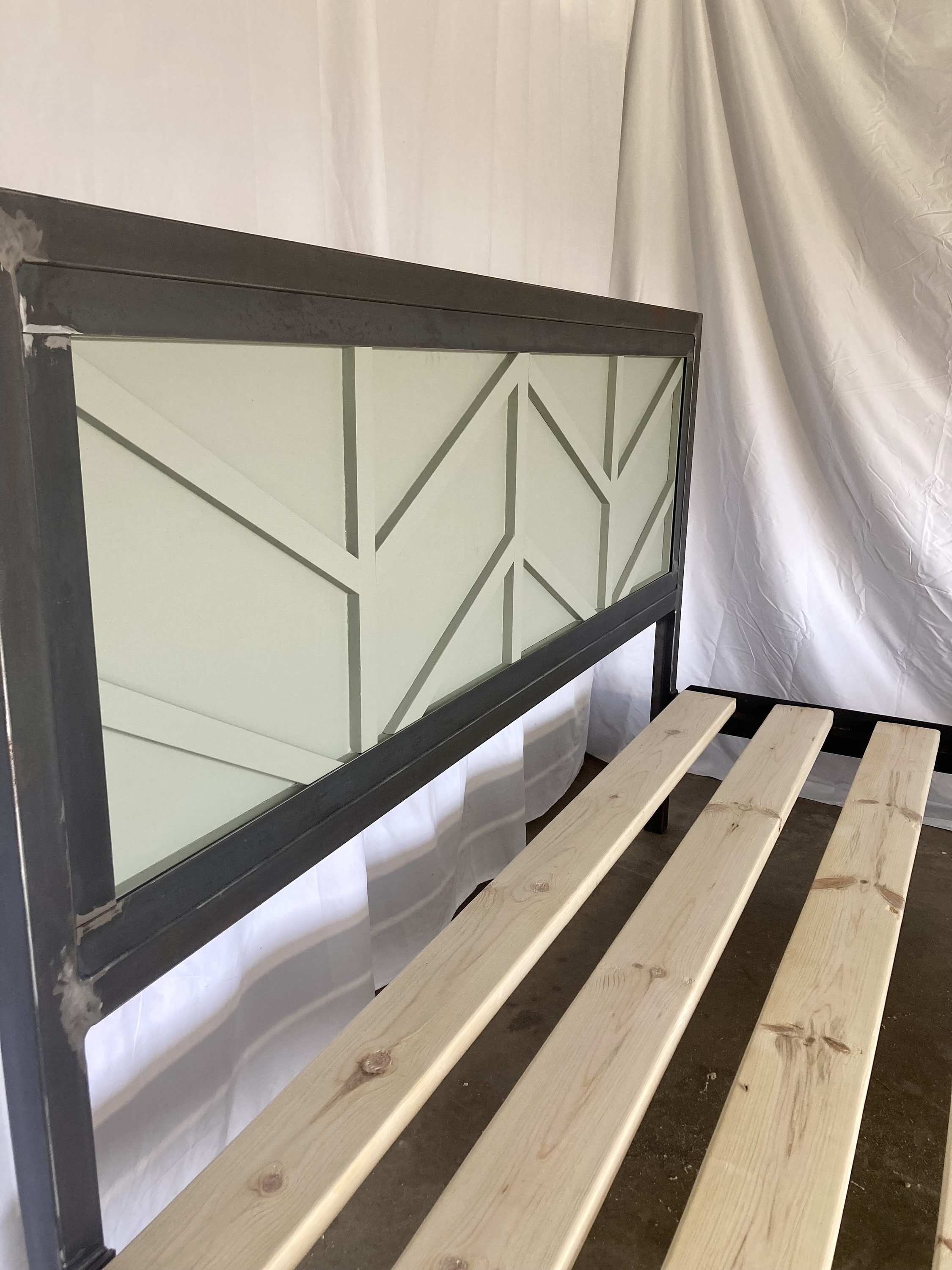 Industrial Steel Bed Frame Geometric Headboard and Footboard - Etsy