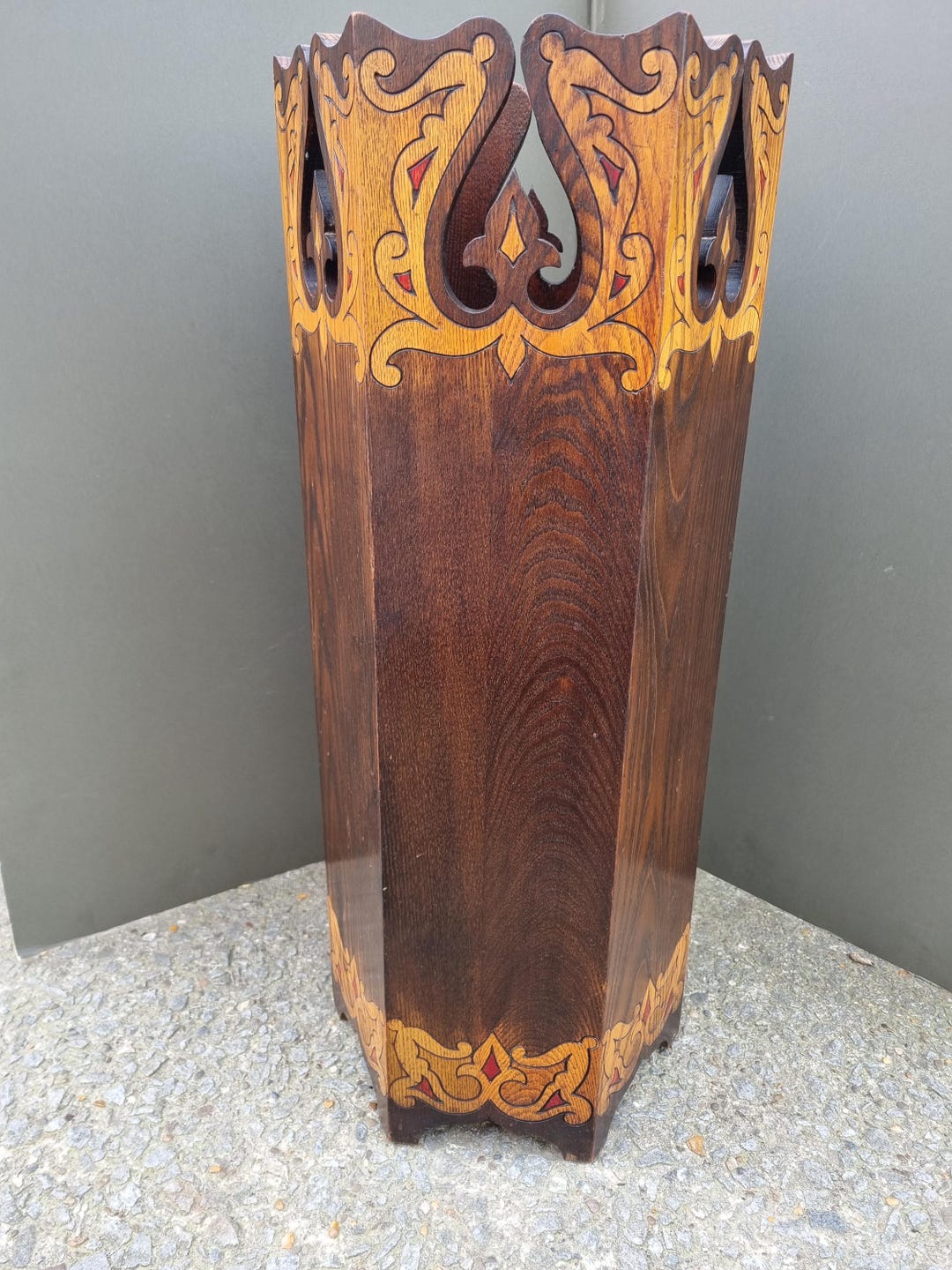 Arts & Crafts Pyrography Hexagonal Umbrella Stand C1905 - Etsy