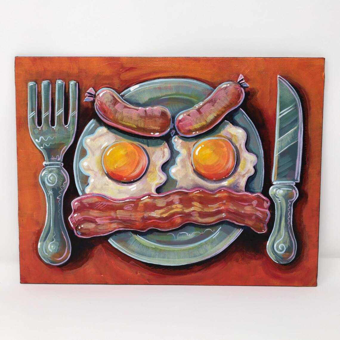 Funny Food Painting of Bacon and Eggs - Etsy