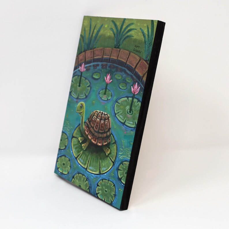 Lily Pad Turtle Original UV Varnished Acrylic Painting on Wood by Matt ...