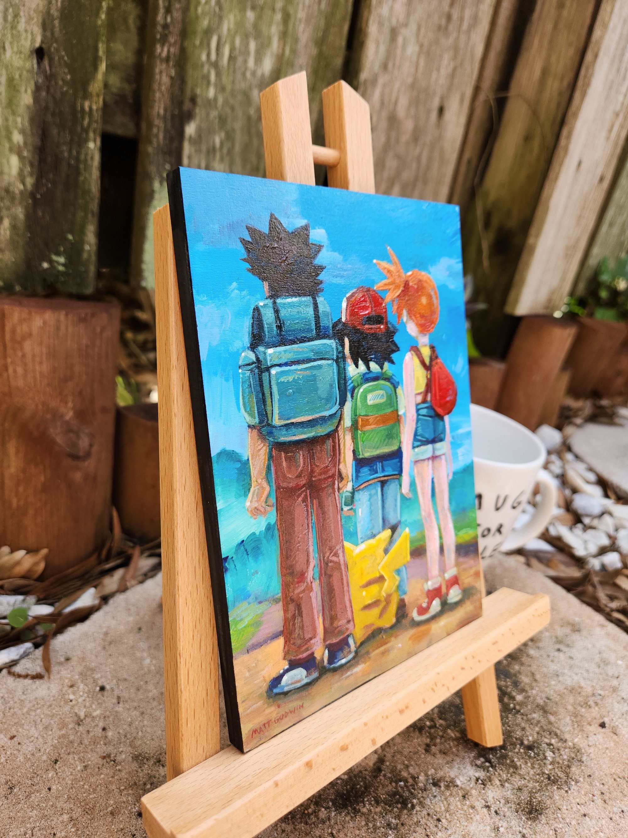 Brock, Ash, Misty, Pikachu by Matt Godwin, Original Art, Acrylic on ...