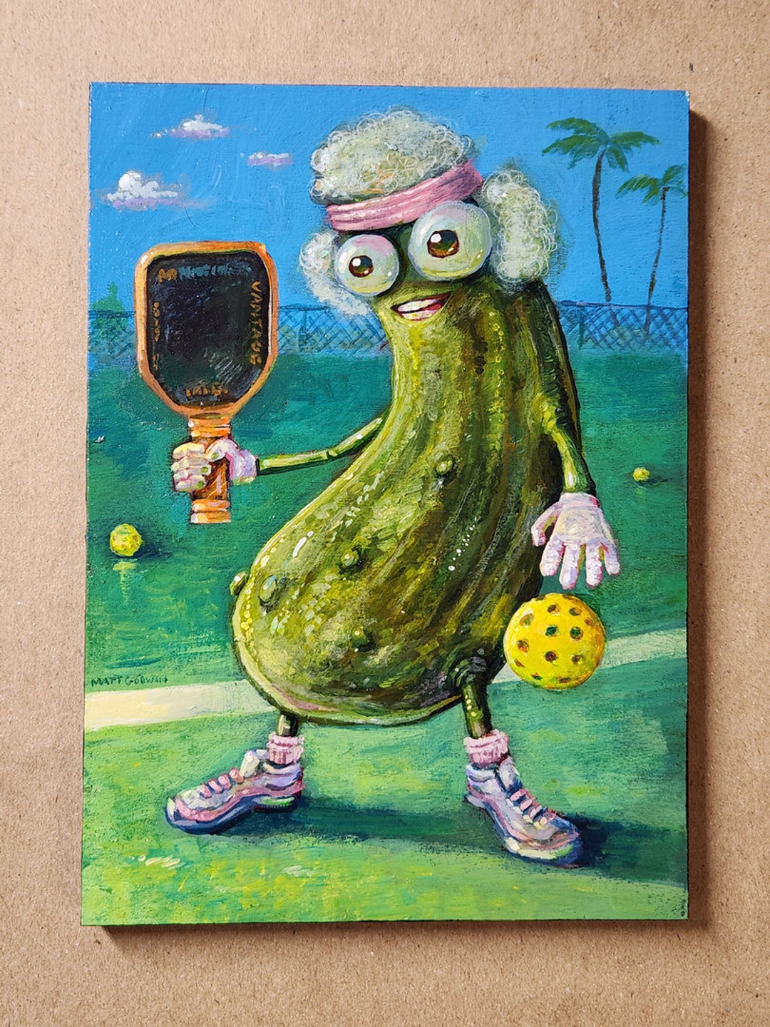Pickleball Art Pickle Ball Painting 5x7 Acrylic by Matt Godwin ...