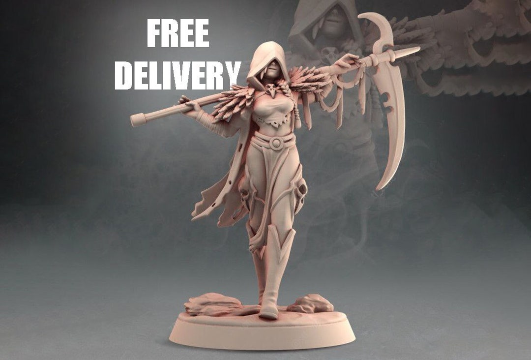 Miniature Warrior Necromancer Woman With Scythe Mini Dnd Reaper ...
