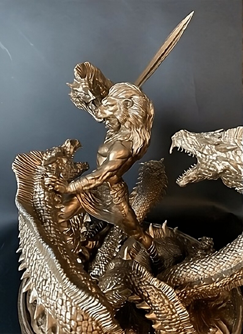 Hercules Vs Hydra Collectible 3D Printed Figure / Twelve Labors, Hydra ...