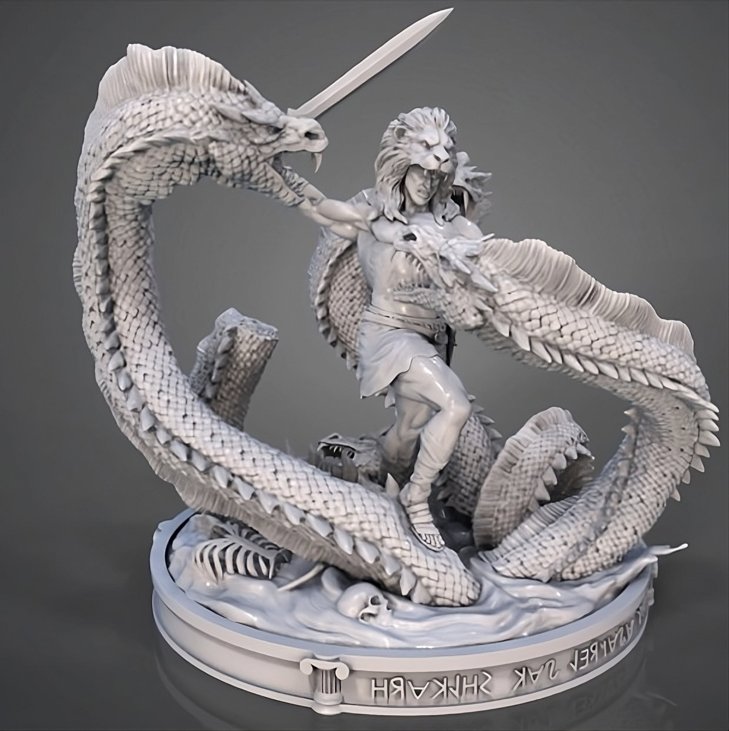Hercules Vs Hydra Collectible 3D Printed Figure / Twelve Labors, Hydra ...