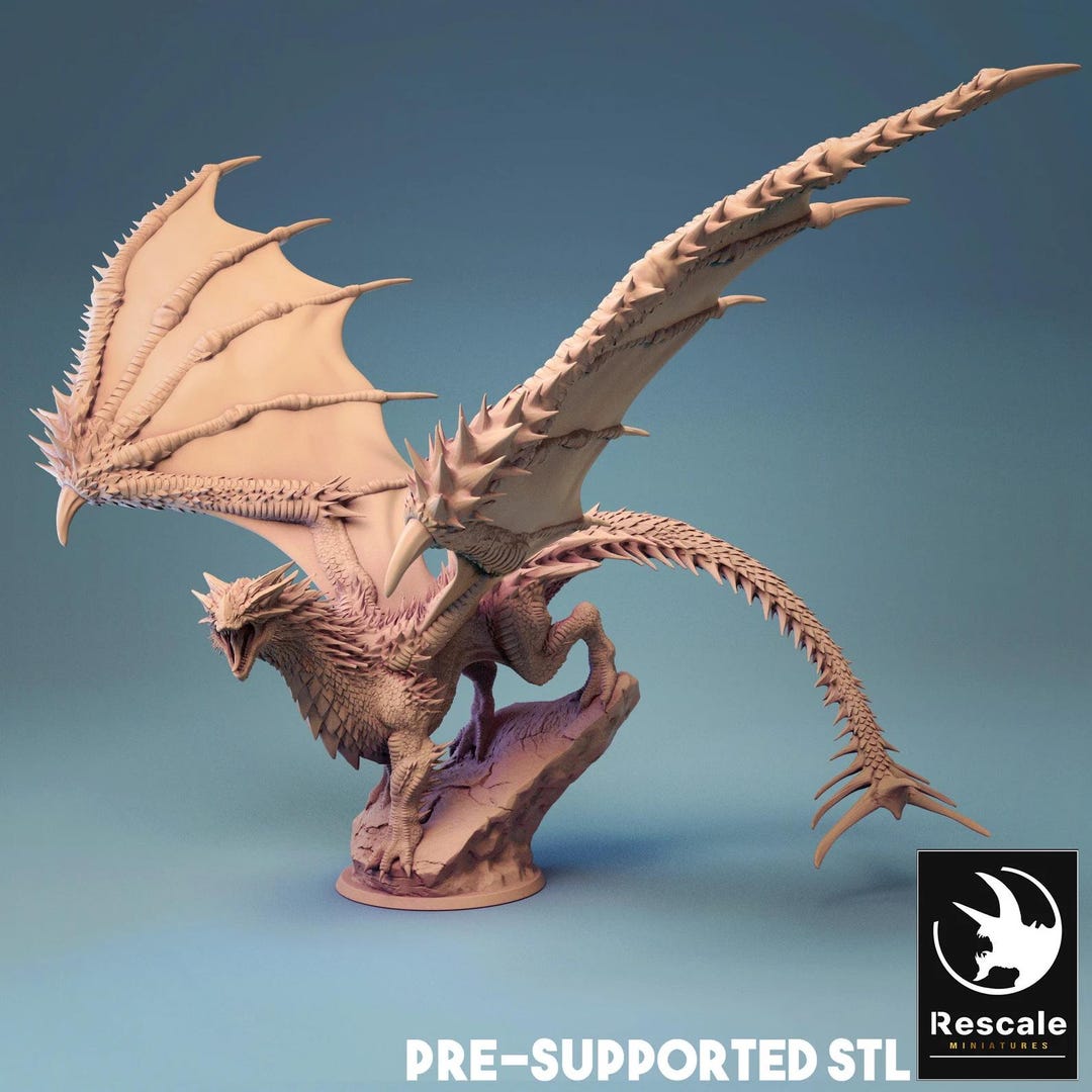 Young White Dragon Premium Miniature – Dnd 28mm 32mm Tabletop RPG ...