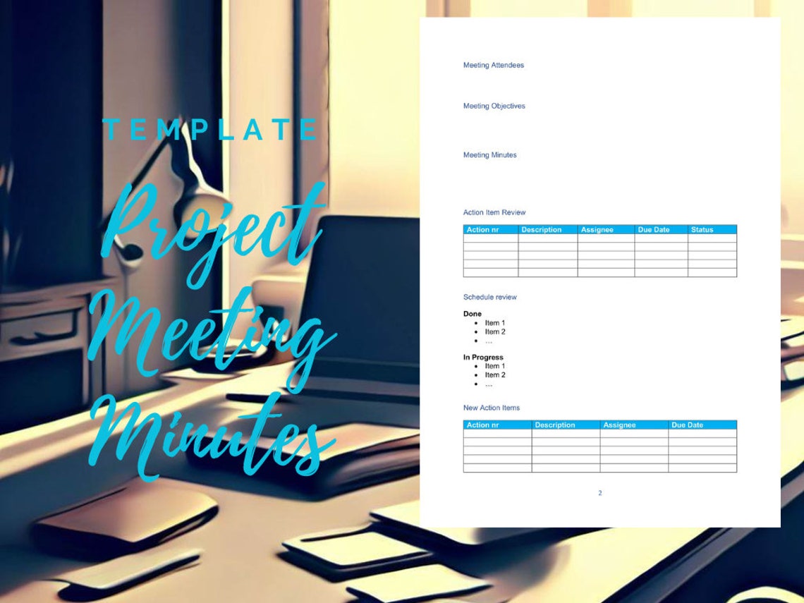 Project Meeting Minutes Word Template - Etsy