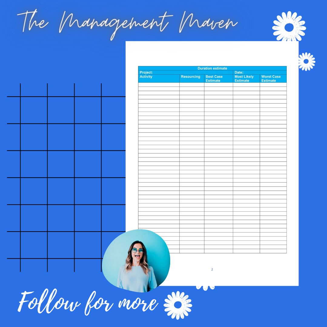 Project Duration Estimate Word Template - Etsy