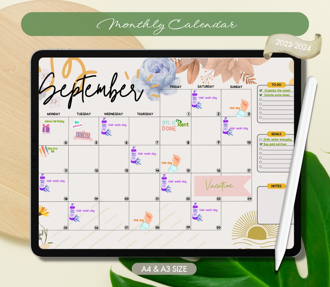 2023-2024 Monthly Calendar - Etsy
