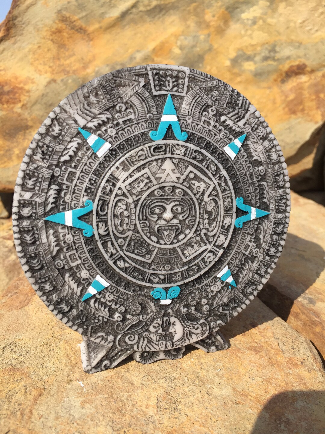 Mayan Calendar, Aztec Sun Calendar, Wall Mask, 13cm/5.11inc, Raw ...