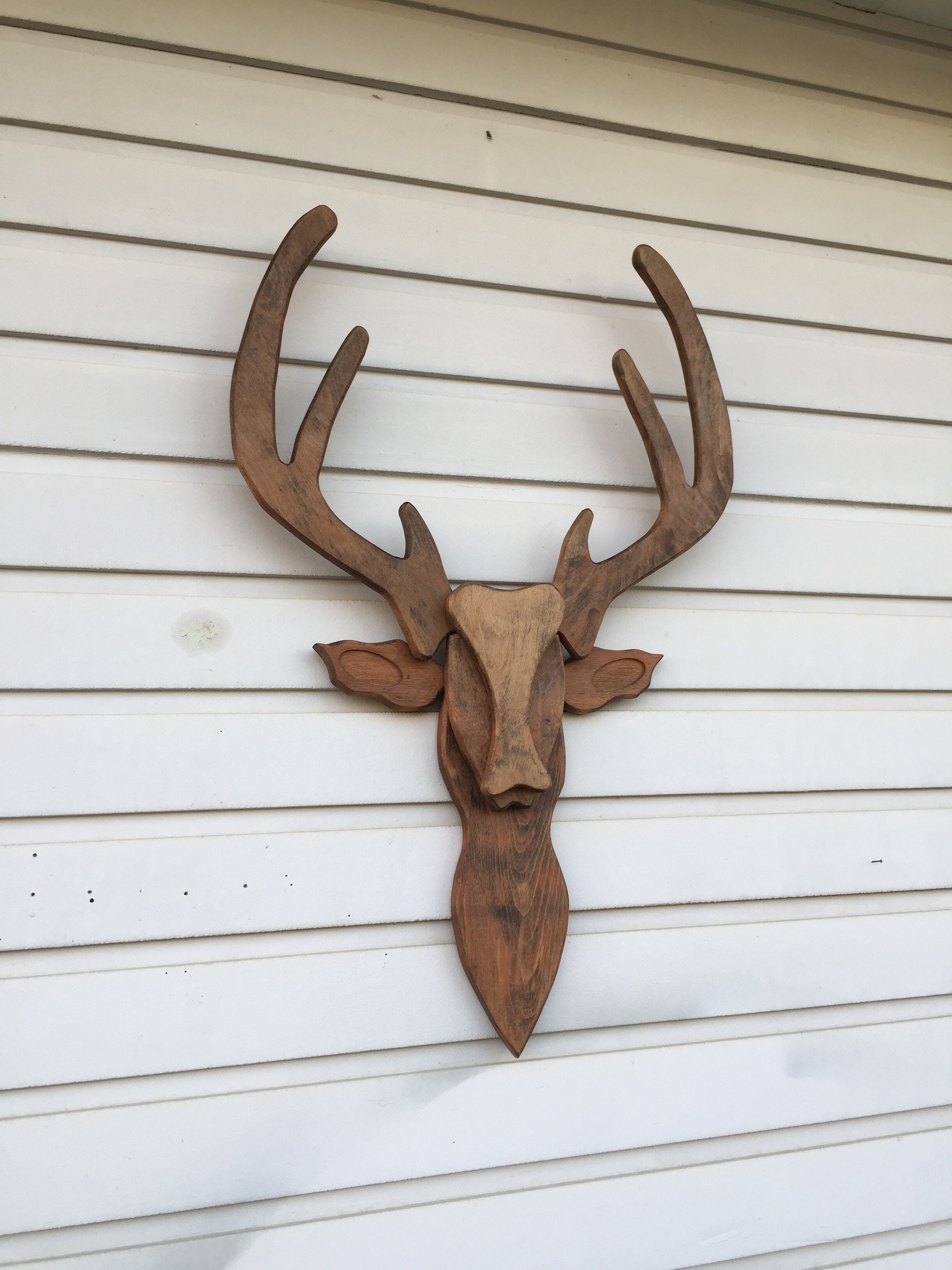 Wooden Deer Head 3D Wall Accessory, Deer Gift With Name, Reindeer ...