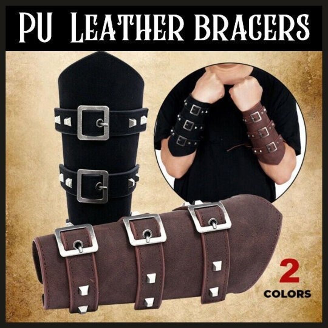Arm Bracers pair Cosplay Larp Steampunk Black and Brown Renaissance ...