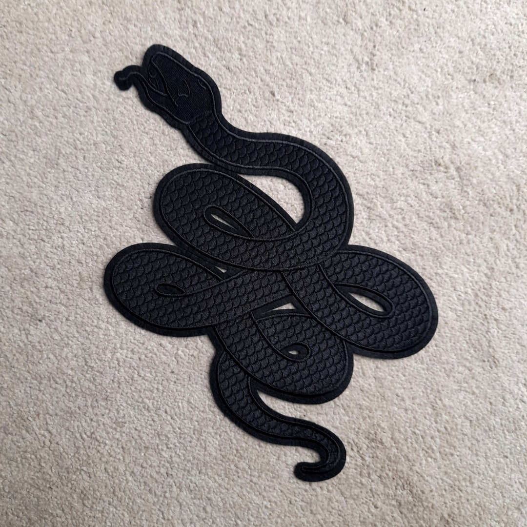 Black Mamba Patch Coiled Snake Back Patch Nature Lover Iron on Applique ...