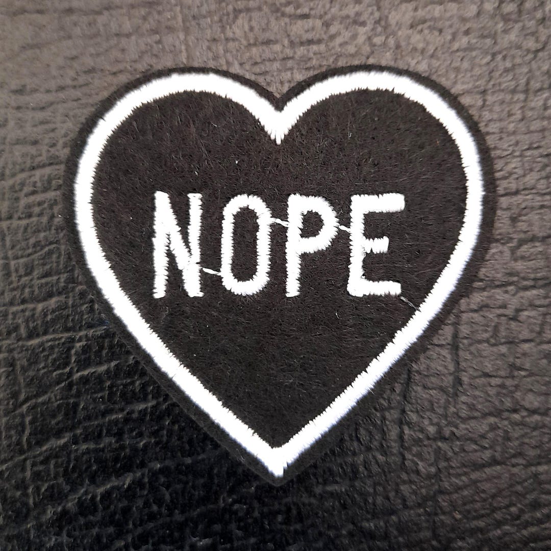 Nope Embroidered Patch Black & White Iron on Patches Emo Goth Irony ...