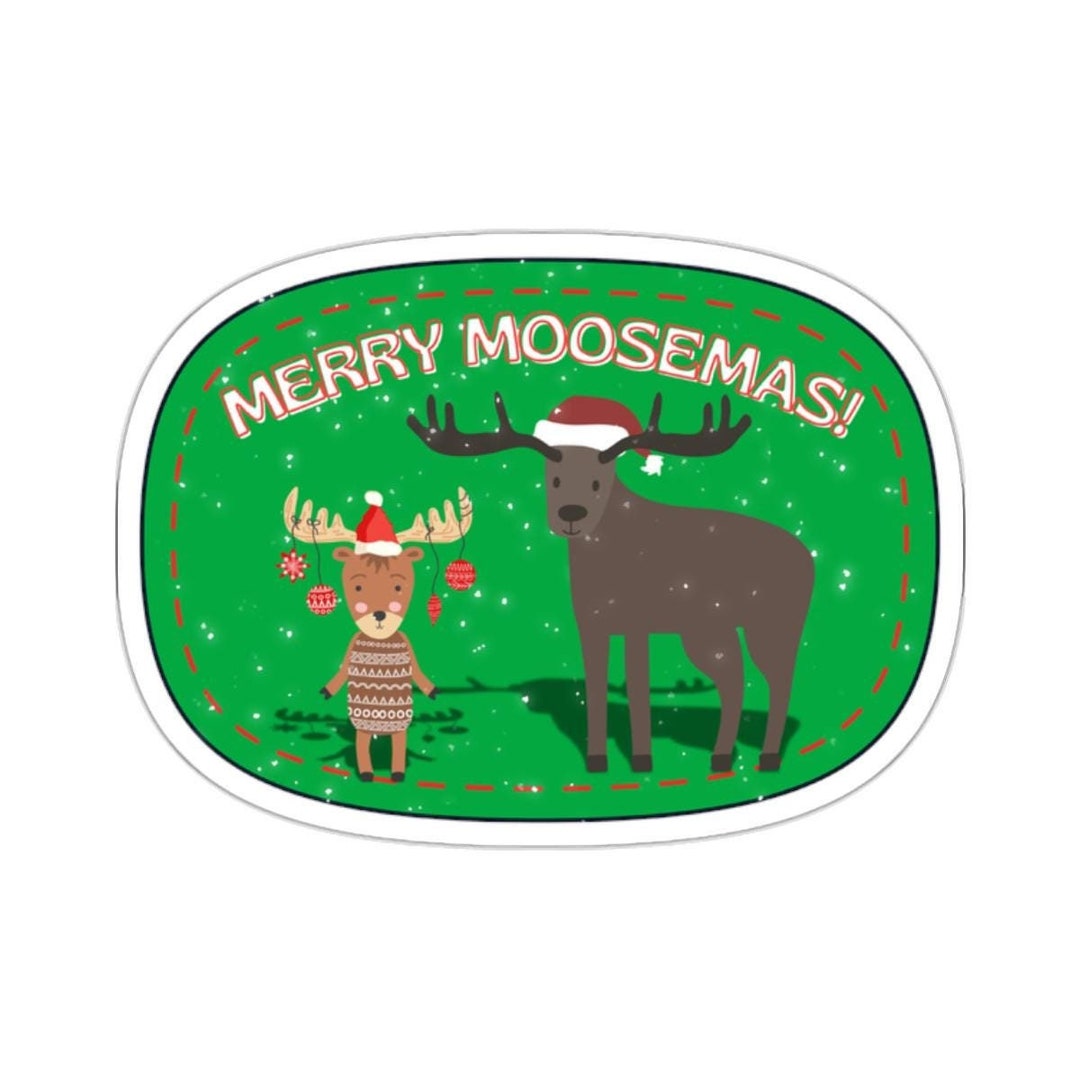 Merry Moosemas Holiday Moose Sticker for Christmas Holiday Funny ...