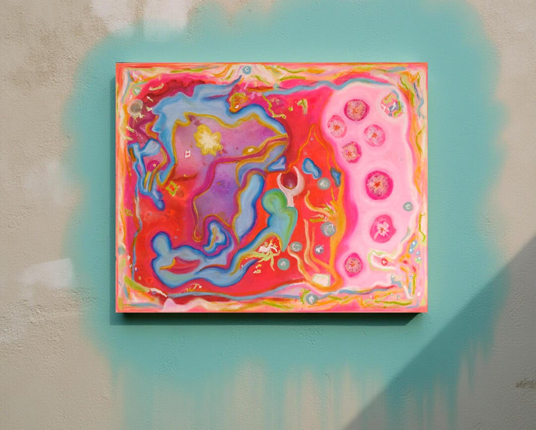 Playdate Original Abstract Canvas Art "playdate" - Neon Textures, Matte ...